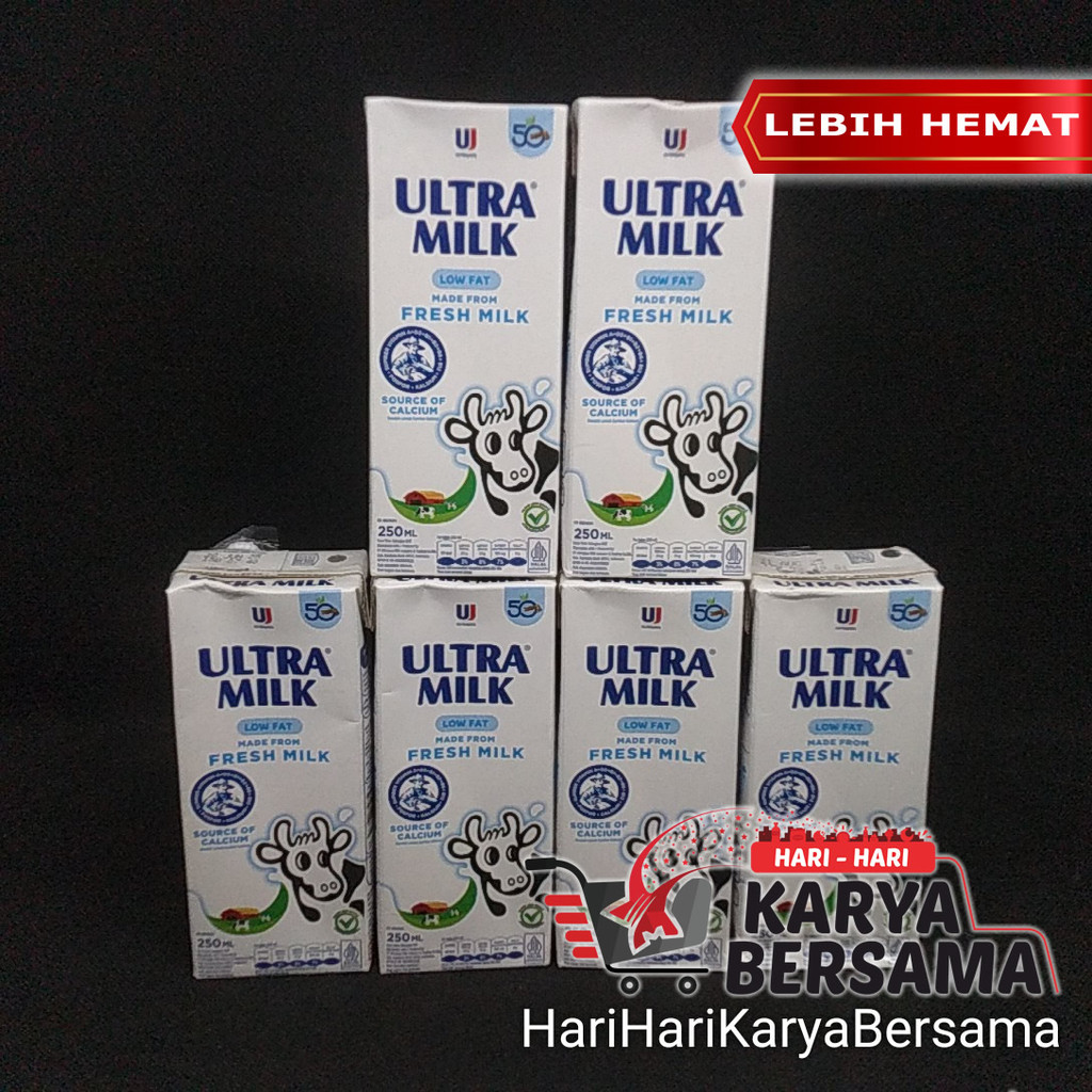 Jual MINUMAN SUSU CAIR ULTRA MILK LOW FAT PLAIN UHT PACK ISI 6'S X 250ML | Shopee Indonesia