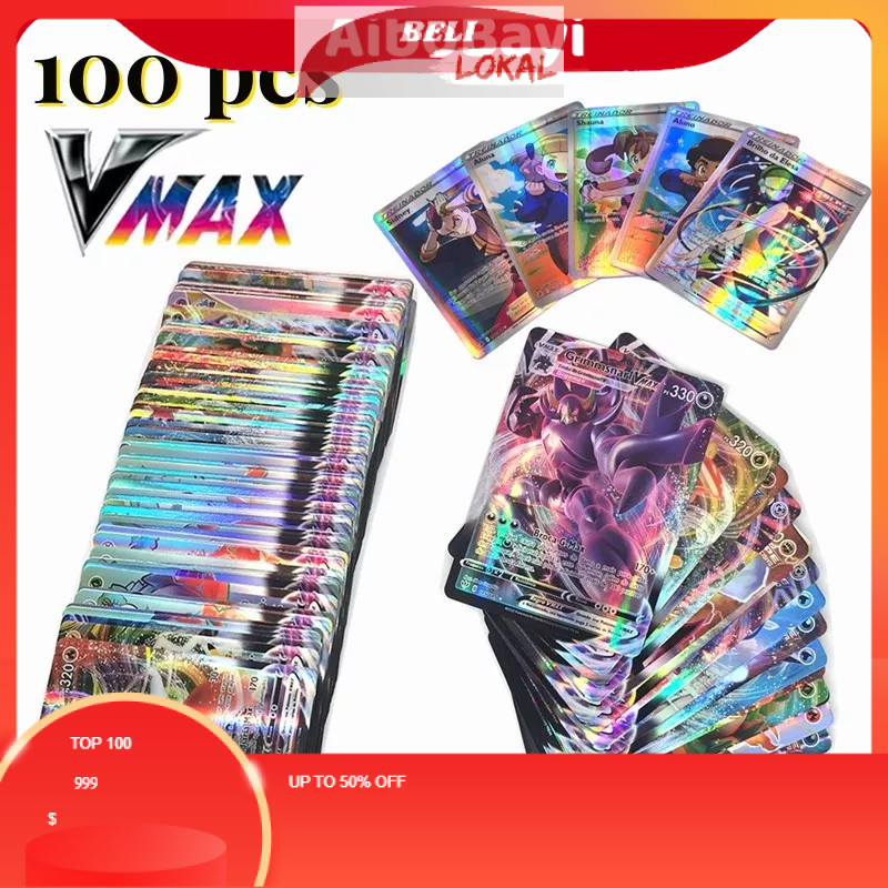 Jual KARTU ANIME NARUTO 100pcs Pokemon Vmax Cards/Kartu Pokemon TCG ...