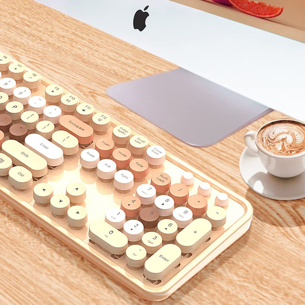 Jual MOFII Wireless Keyboard and Mouse Colorful Keyboard with Round ...