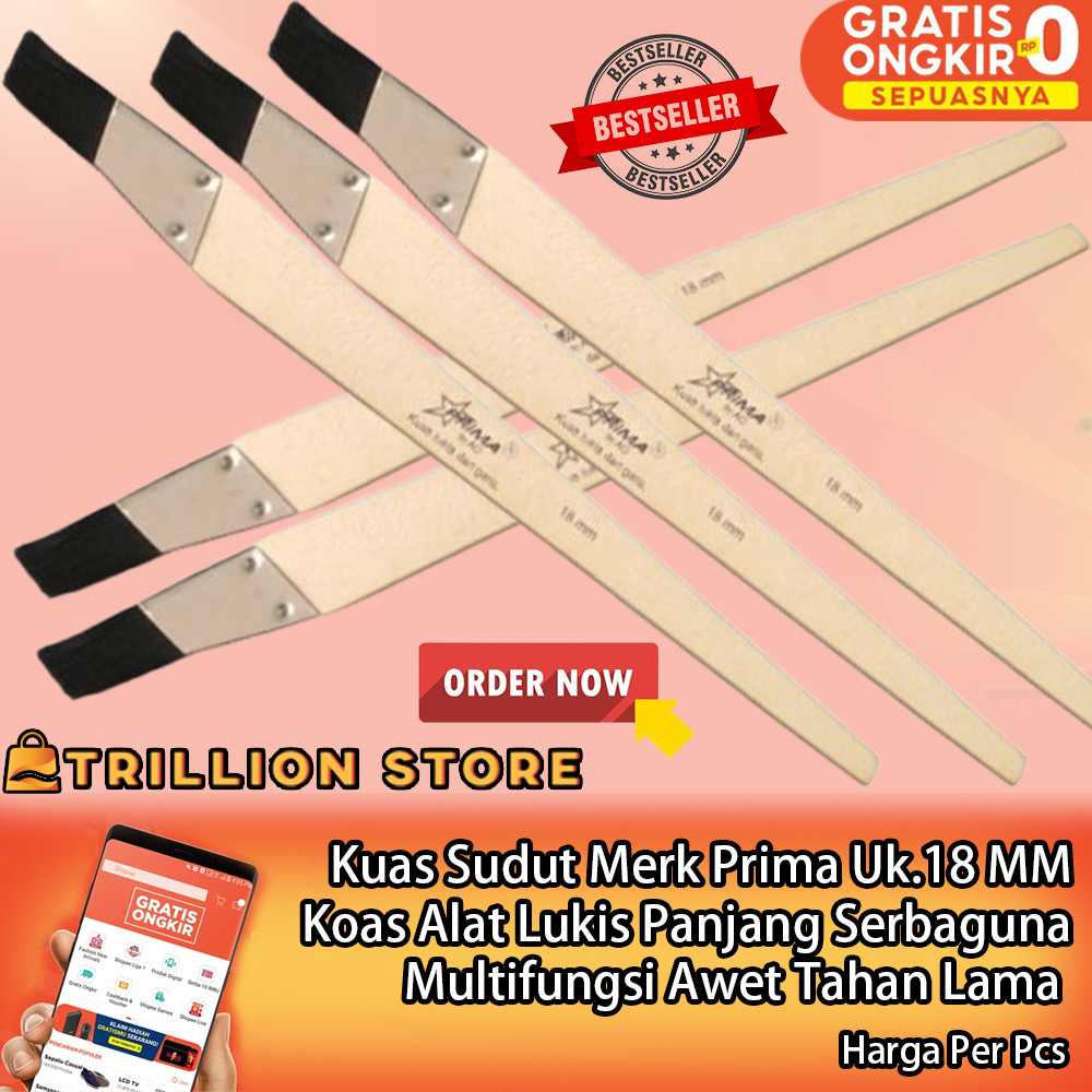 Jual Prima Kuas Sudut Pegangan Gagang Kayu Koas Pelukis Cet Dinding ...