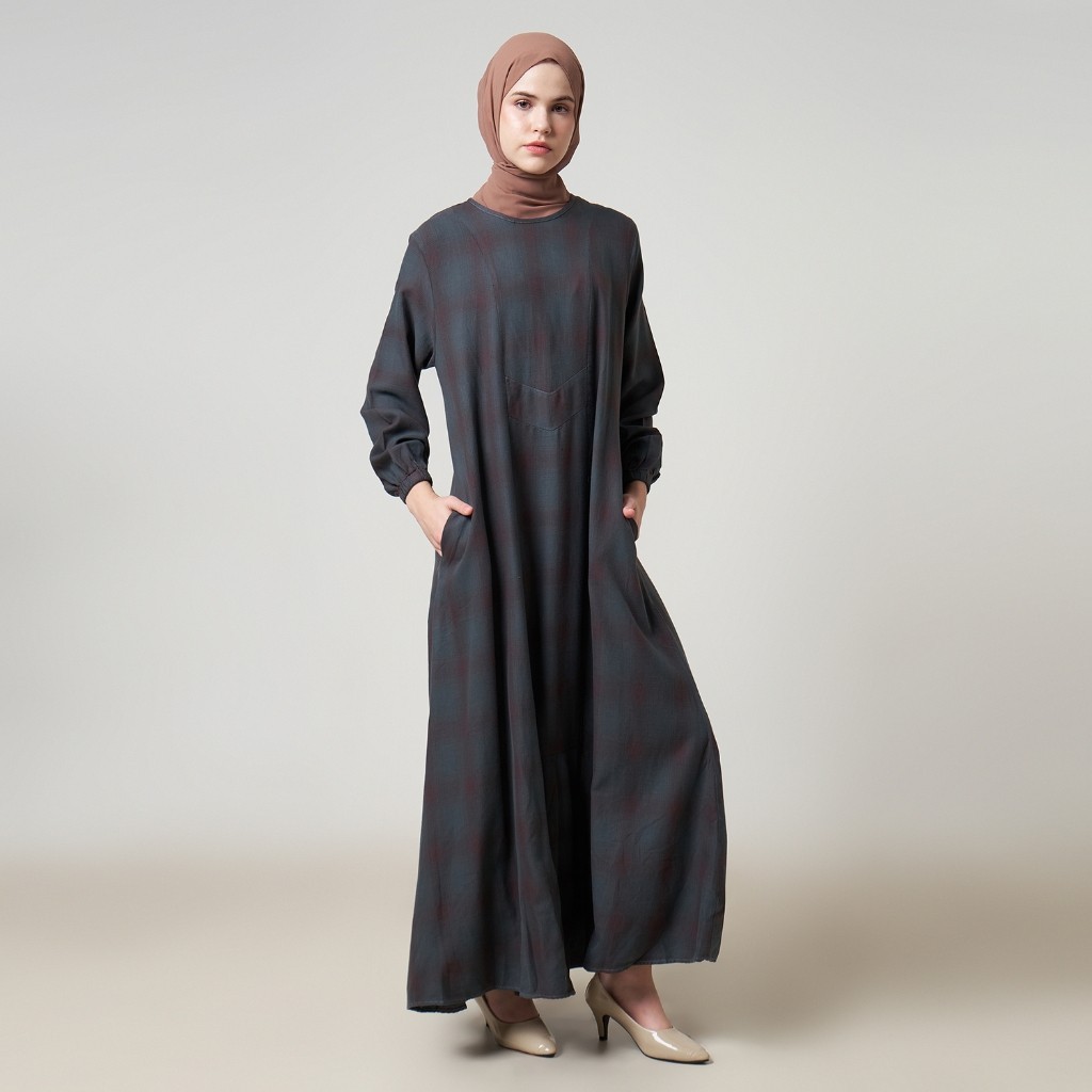 Jual Dhoby Ghout Izzie Gamis Premium Abu | Dress Wanita Muslim Gamis ...