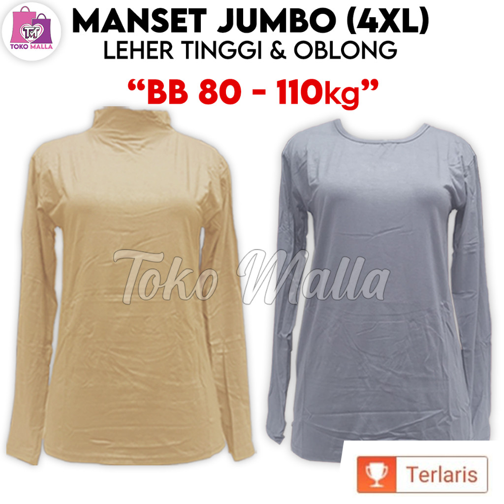 Jual AW29 Baju Manset Jumbo Big Size Lengan Panjang Wanita Bahan Rayon Super Kerah Leher Turtle ...