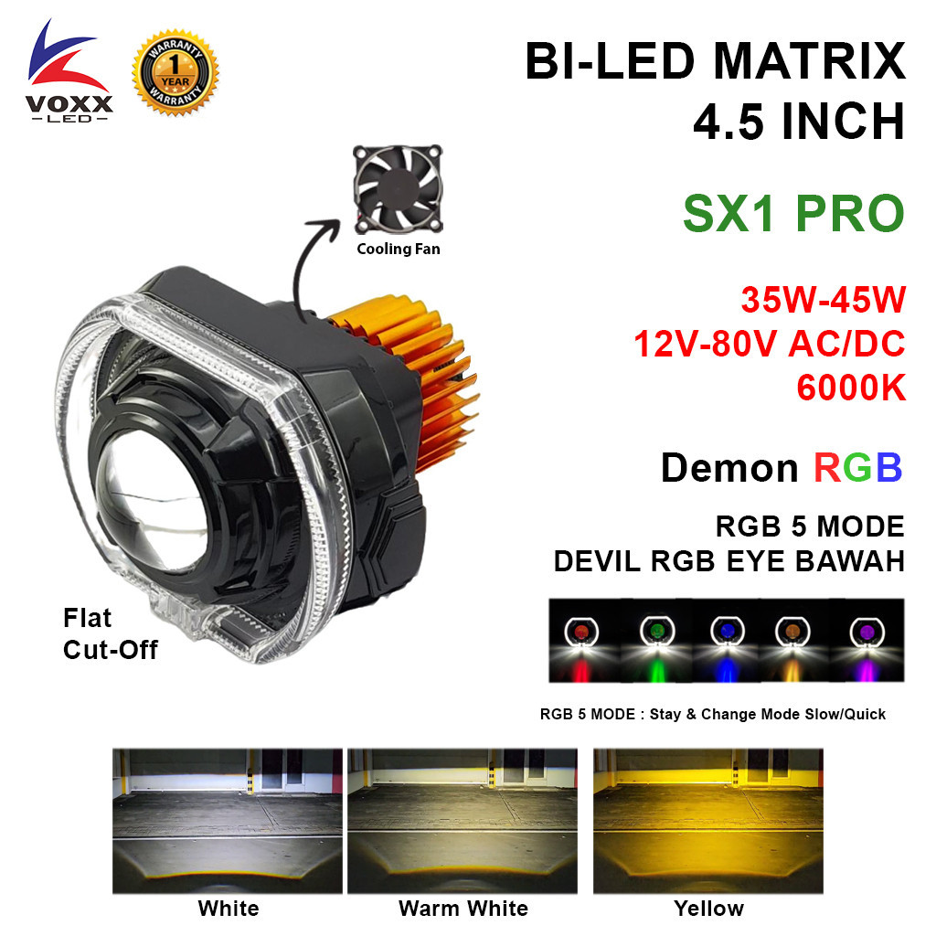 Jual VOXX LED Lampu Projie Bi-LED Matrix SX1 PRO Led Flat Cut-Off 4.5 ...