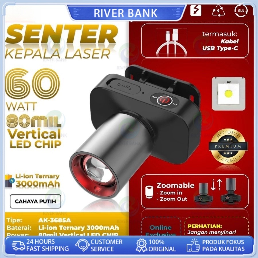 Jual SENTER KEPALA AOKI LED ZOOM AK-3685A & AK-3686K 60W / AOKI HEADLAMP AOKI AK-3685A & AK ...