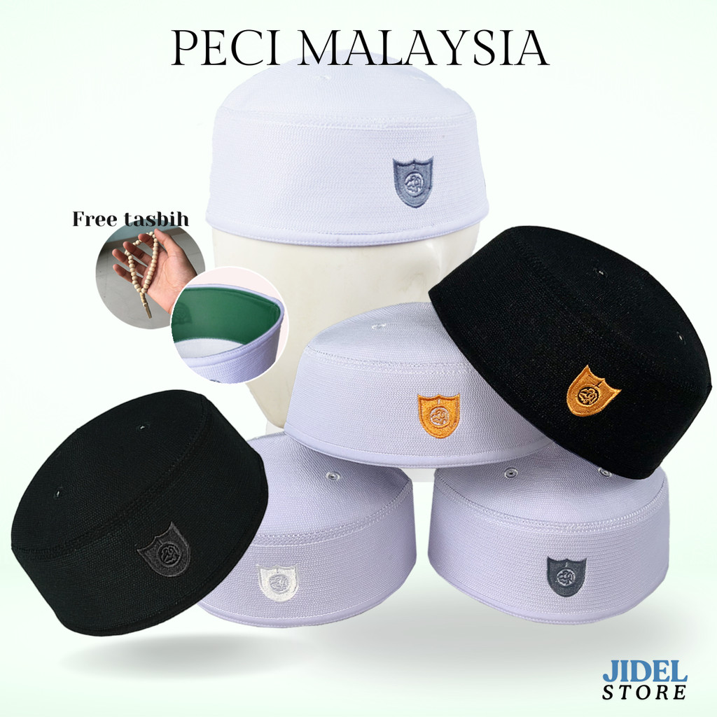 Jual Peci MALAYSIA Haji Pria Kopiah Malaisia Palestina Putih Hitam ...