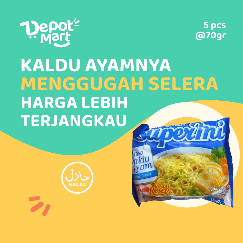 Jual 5 Bungkus Supermi Mie Rasa Kaldu Ayam 70 Gr | Shopee Indonesia
