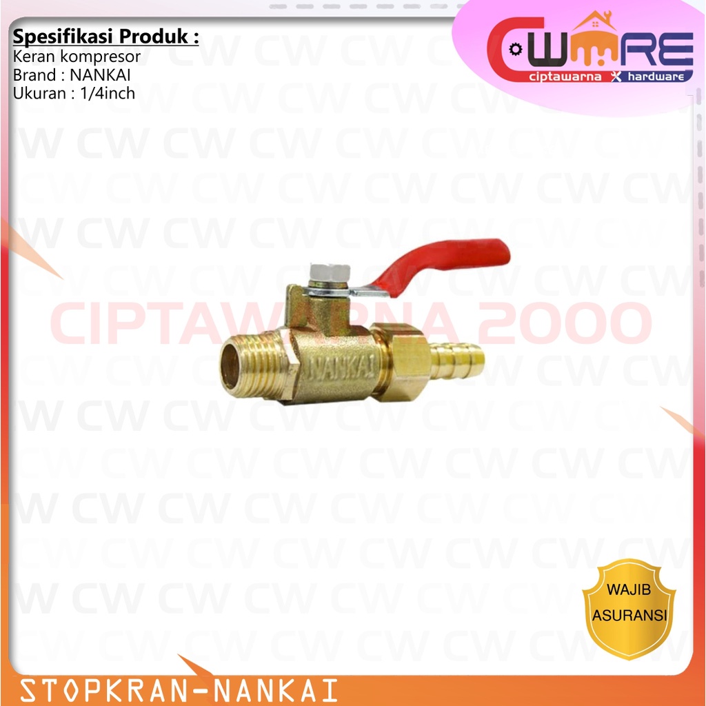 Jual Nankai Stop Kran Angin Kompresor Air Cock Drat ke Selang 1/4" Inch ...