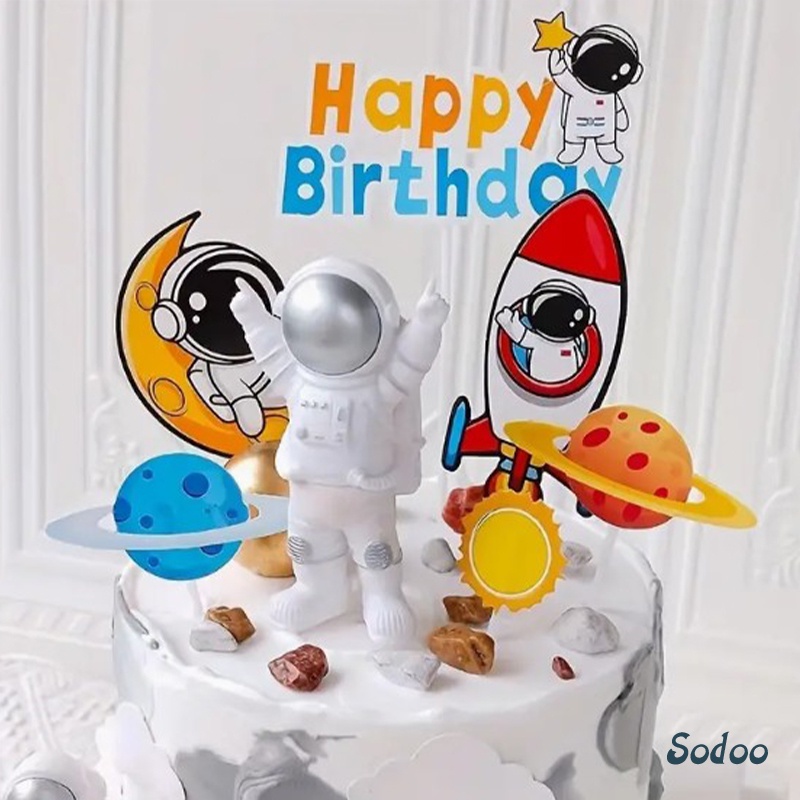 Jual Topper Cake TEma Astronot Luar Angkasa Kartun Lucu Stick -SO ...