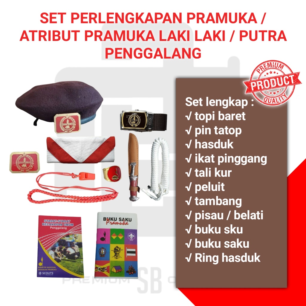 Jual set lengkap kumplit perlengkapan pramuka penggalang sd smp putra ...