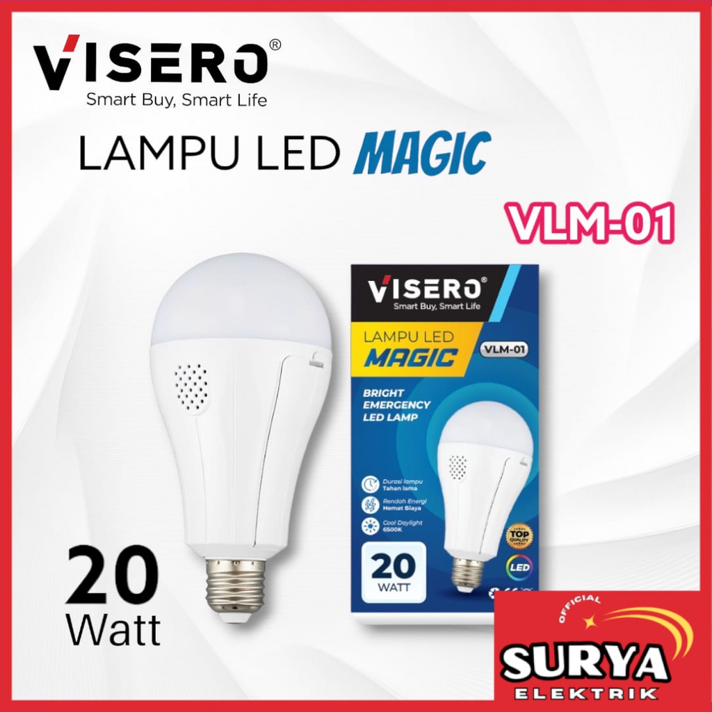 Jual Bohlam Lampu LED VISERO MAGIC VLM-01 20W Emergency Baterai 18650 E27 | Shopee Indonesia