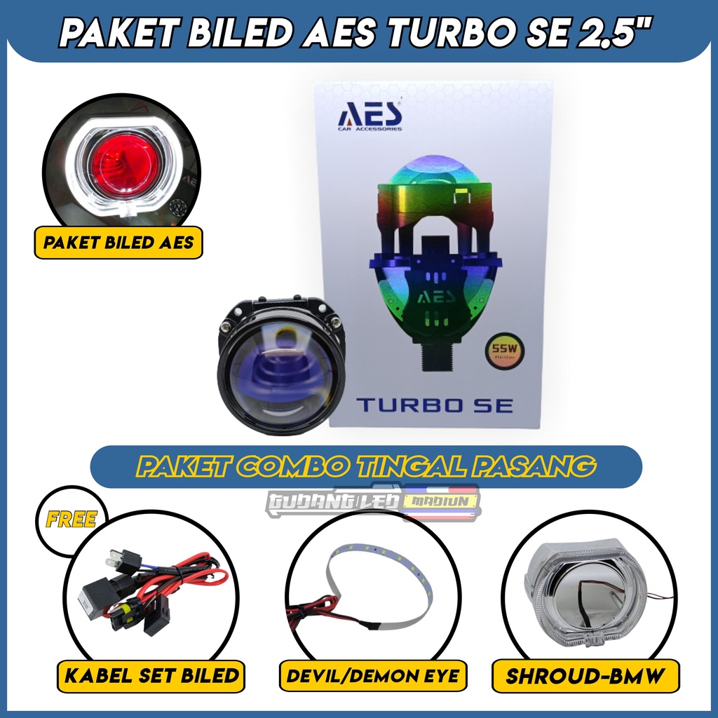 Jual PAKET KOMPLIT BILED AES Turbo SE 2.5 Inch 55W Paketetan Biled Aes Turbo Se Gen 3 | Shopee ...
