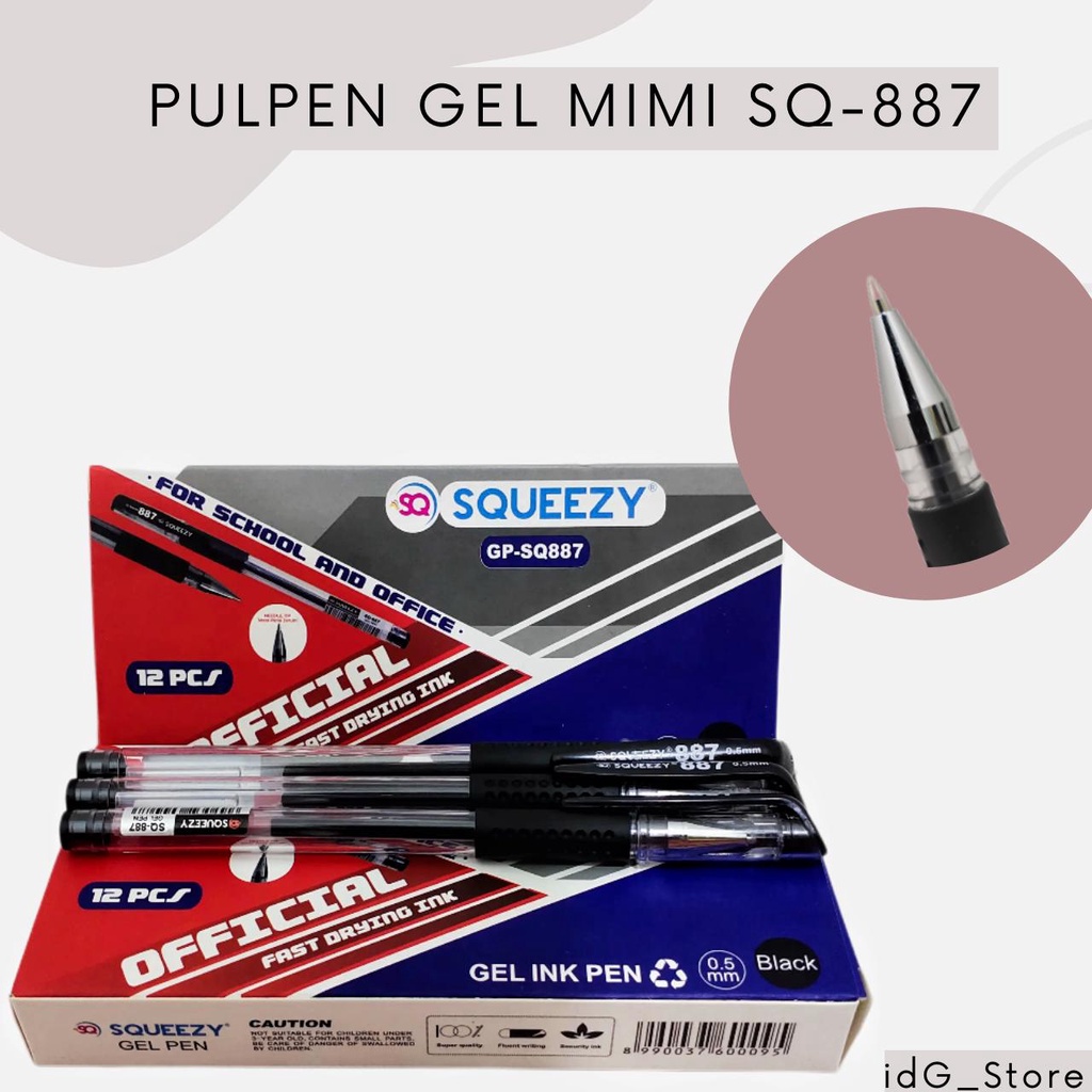 Jual Pulpen Pen Gel Mimi 0.5 MM Hitam Squezzy Office Smooth | Shopee ...