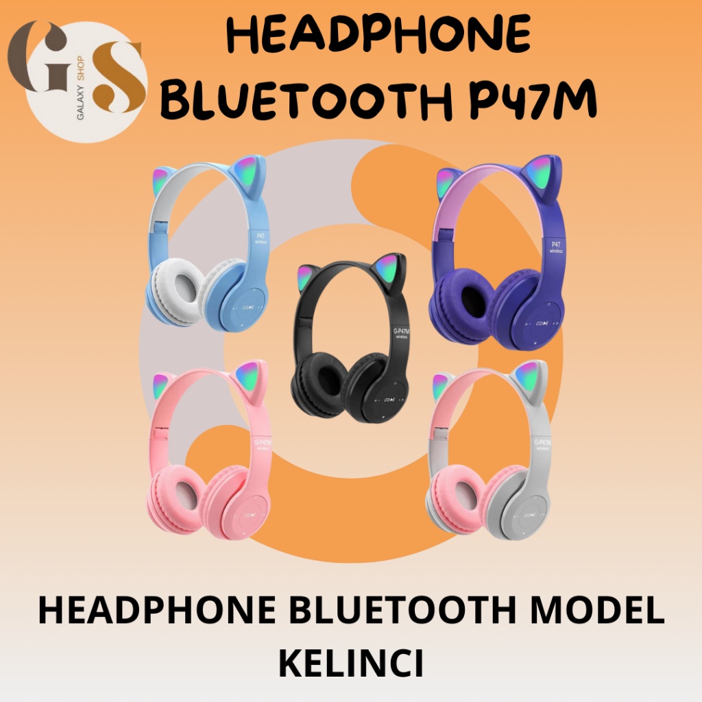 Jual Headset Bluetooth P47M Wireless Model Telinga Kucing Earphone ...