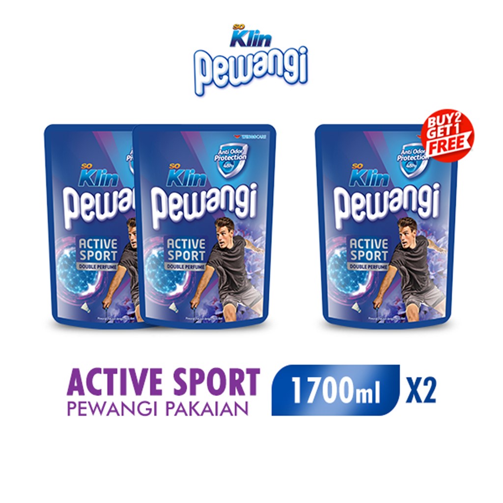 Jual [B2G1] Soklin Pewangi Active Sport Pouch 1700 ml ED Mar 2024 ...