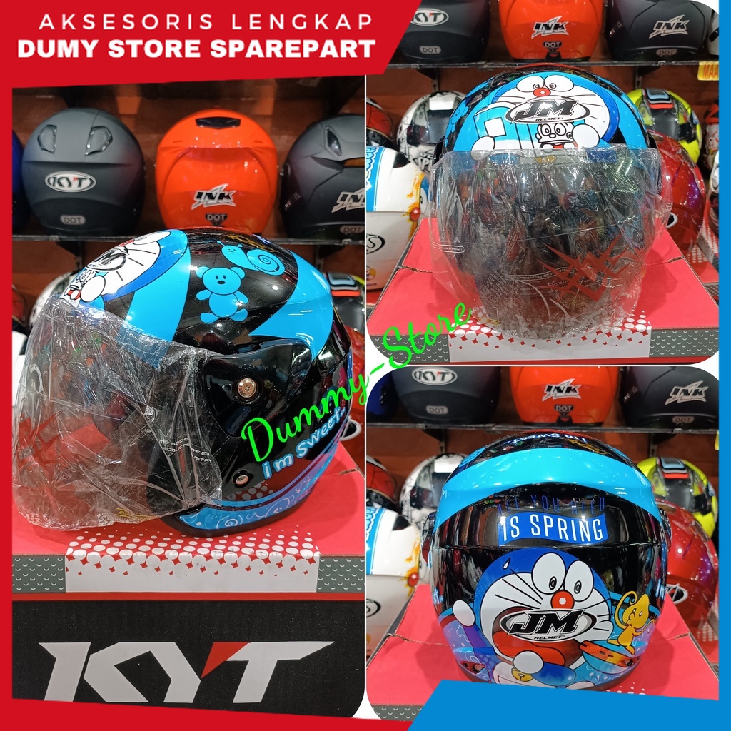 Jual Helm Half Face JM EVO Motif Kartun DORAEMON | SNI | Shopee Indonesia