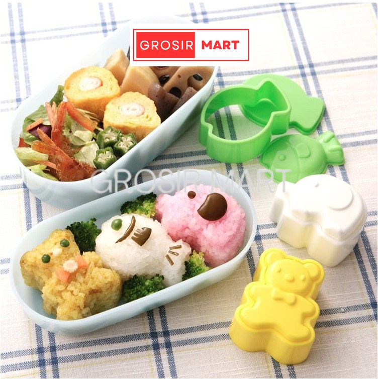 Jual GrosirMart Cetakan Nasi Bento Motif Gajah Ikan Boneka Set isi 3 ...