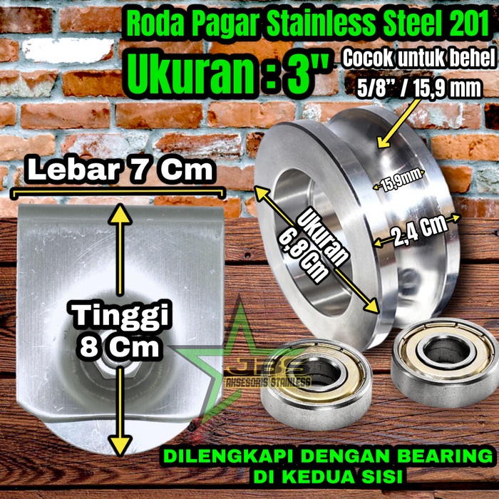 Jual Roda pintu pagar stainless 3" inch GD27 | Shopee Indonesia