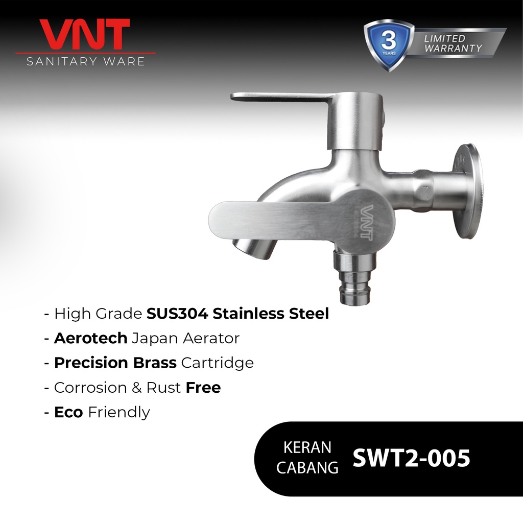 Jual Kran Air Cabang SWT2-005 VNT Keran Mesin Cuci Double Taman Tembok | Shopee Indonesia