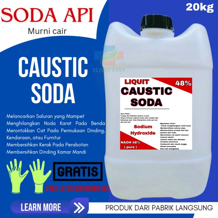 Jual CAUSTIC SODA LIQUID 20KG / SODA API CAIR / NAOH LIQUID 48% - 20 KG | Shopee Indonesia