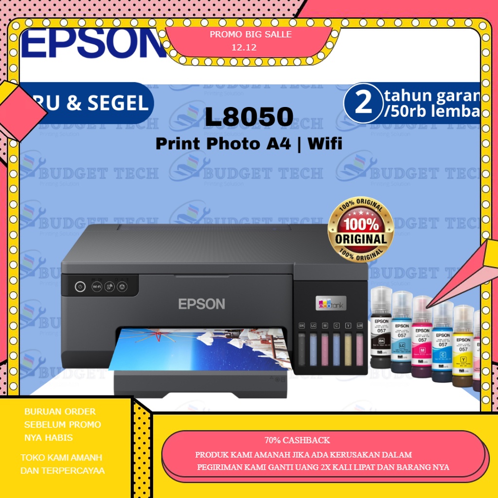 Jual Printer Epson Ecotank L8050 (Pengganti L805) Printer Photo A4 6 Warna Epson L8050 WiFi ...