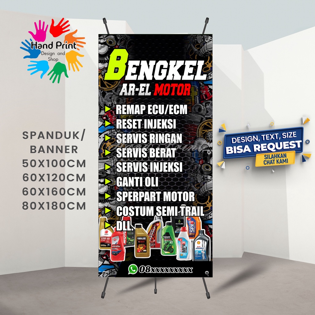 Jual Spanduk Banner MMT Bengkel Motor Service Motor Steam Motor Mobil ...