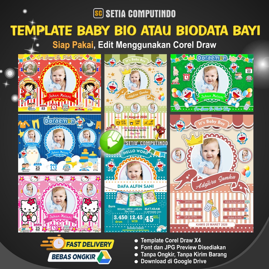 Jual V1. Template Baby Bio atau Biodata Bayi format cdr atau Corel Draw ...