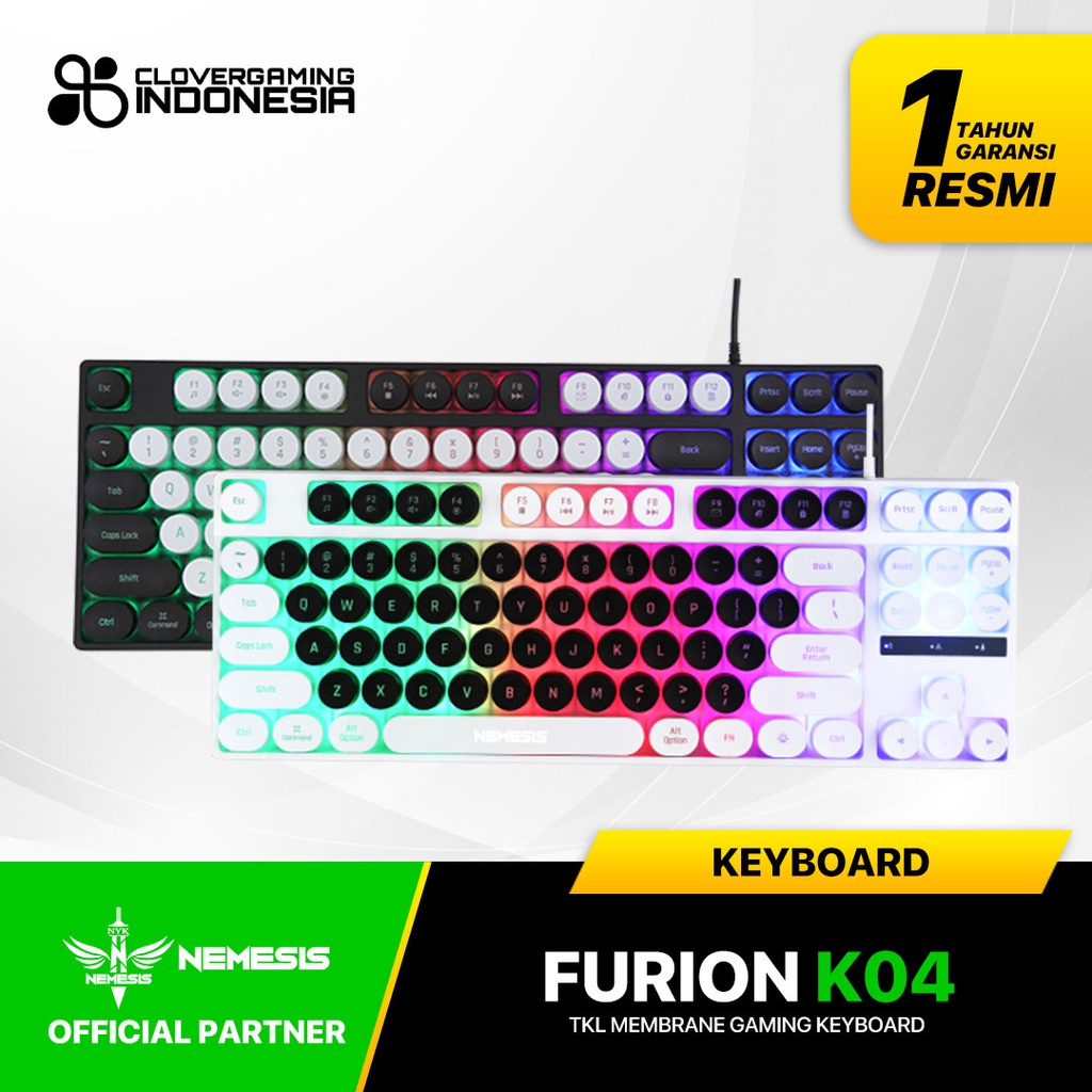 Jual NYK Keyboard Gaming - FURION K-04 Keyboard K04 TKL Dual Tone Rainbow | Shopee Indonesia