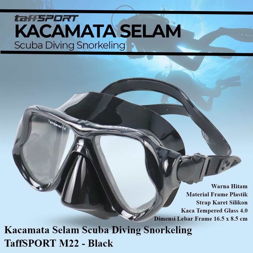 Jual Kacamata Selam Scuba Diving Snorkeling - TaffSPORT M22 -Black ...