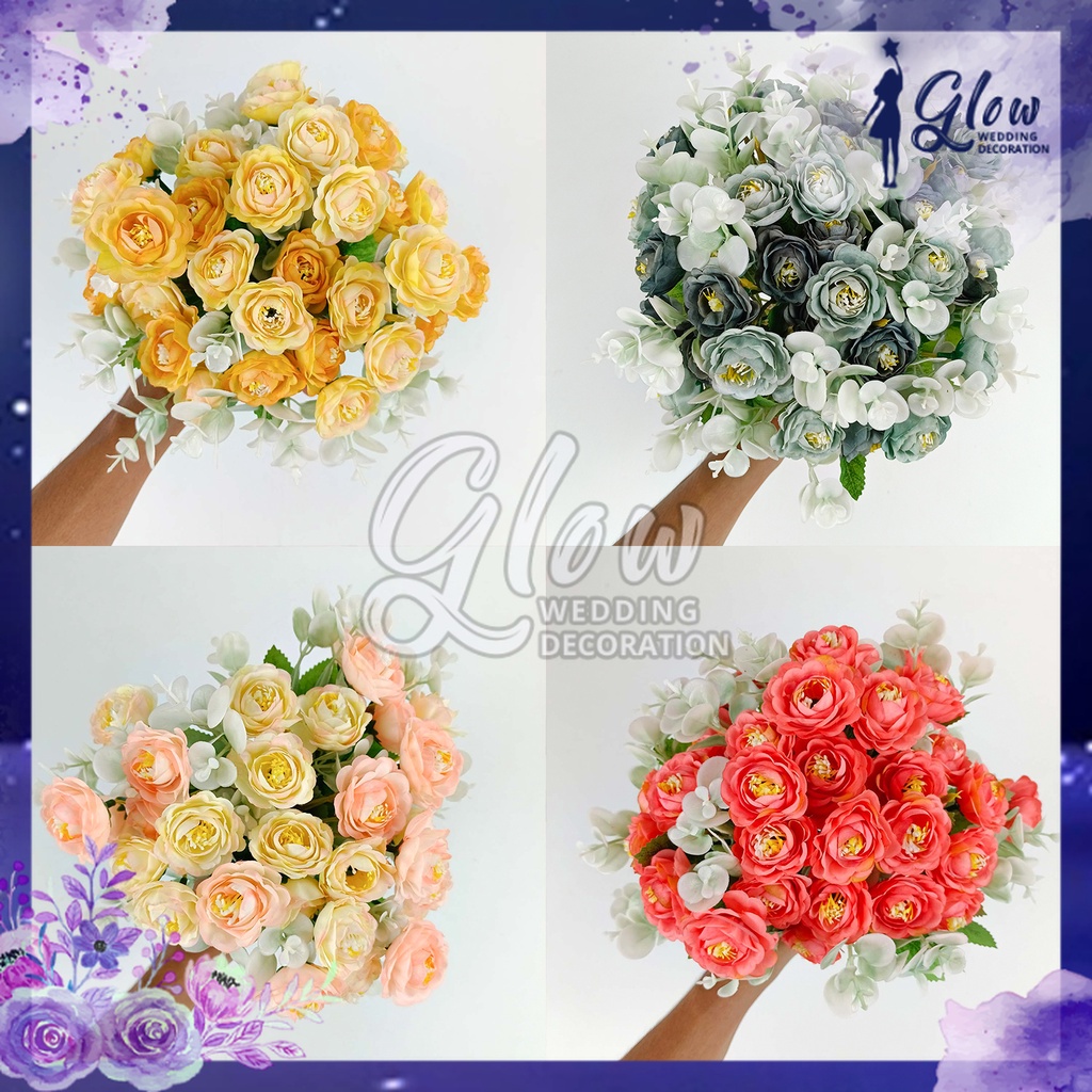 Jual ROSE DAISY PUTIK CABANG 5 MAWAR RUSTIC CLASSIC EROPA ARTIFICIAL ...