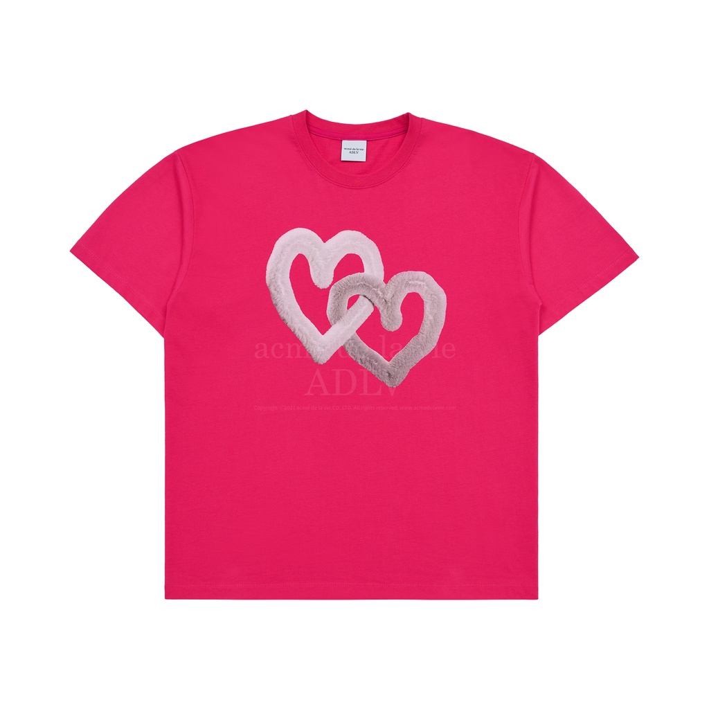 Jual [ADLV] Fuzzy Heart Artwork Short Sleeve T-Shirt Pink - Kaos ...
