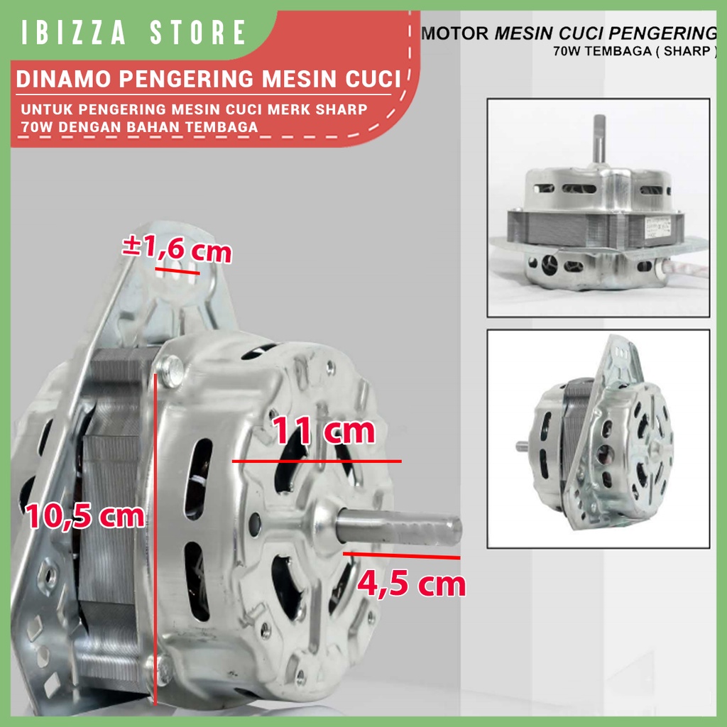 Jual Dinamo Pengering Mesin Cuci TEMBAGA 70 Watt Motor Spin kaki 3 Sharp atau Umum Universal ...