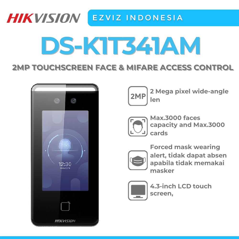 Jual HIKVISION DS-K1T341AM 2MP TOUCHSCREEN FACE & MIFARE ACCESS CONTROL ...