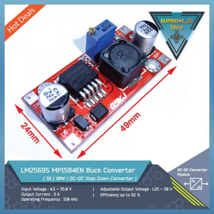 Jual LM2596S DC-DC Step Down Buck Converter Upgraded Version | 3A 10W | Shopee Indonesia
