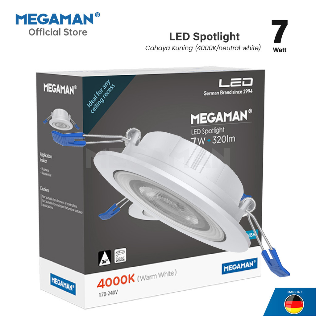 Jual Lampu Sorot LED 7 Watt Spotlight MEGAMAN MQTL2048 2,5" 170-240V ...