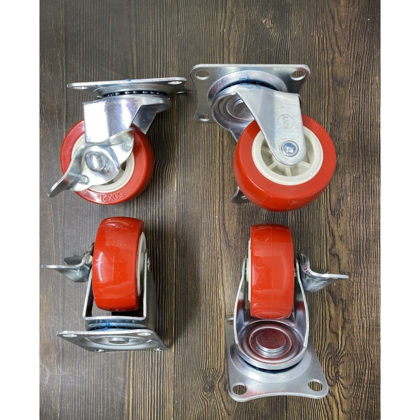 Jual Roda Caster Nylon 2 inch Trolley Roda MERAH Rem Roda Nylon Hidup ...
