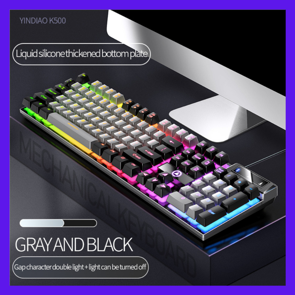 Jual YINDIAO Mechanical Feel Keyboard Gaming Wired USB RGB 104 Key ...