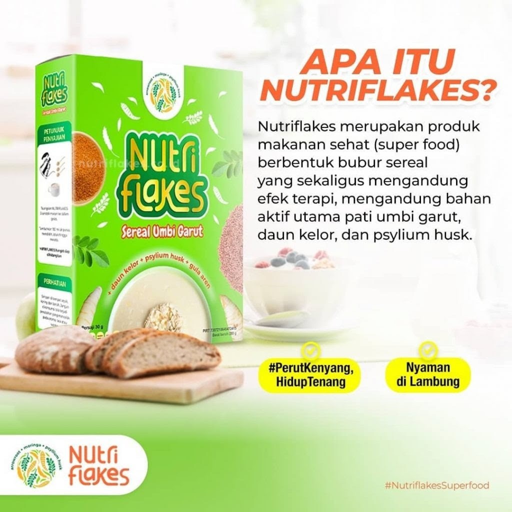 Jual NUTRIFLAKES SEREAL UMBI GARUT Dengan PSYILIUM HUSK & KELOR | Shopee Indonesia