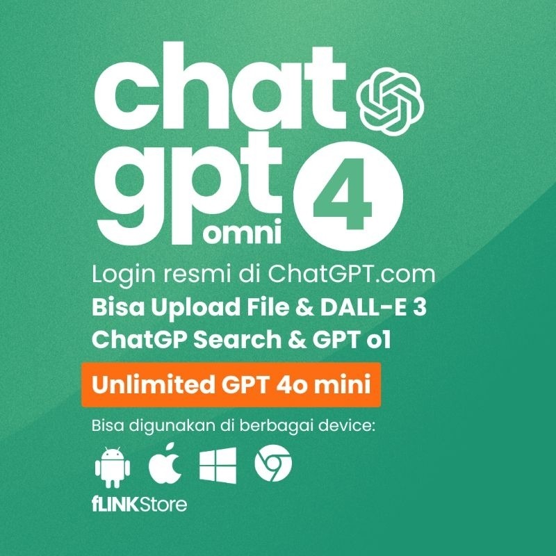 Jual CHATGPT UNLIMITED GPT4o mini PREMIUM 30 HARI RESMI | Shopee Indonesia