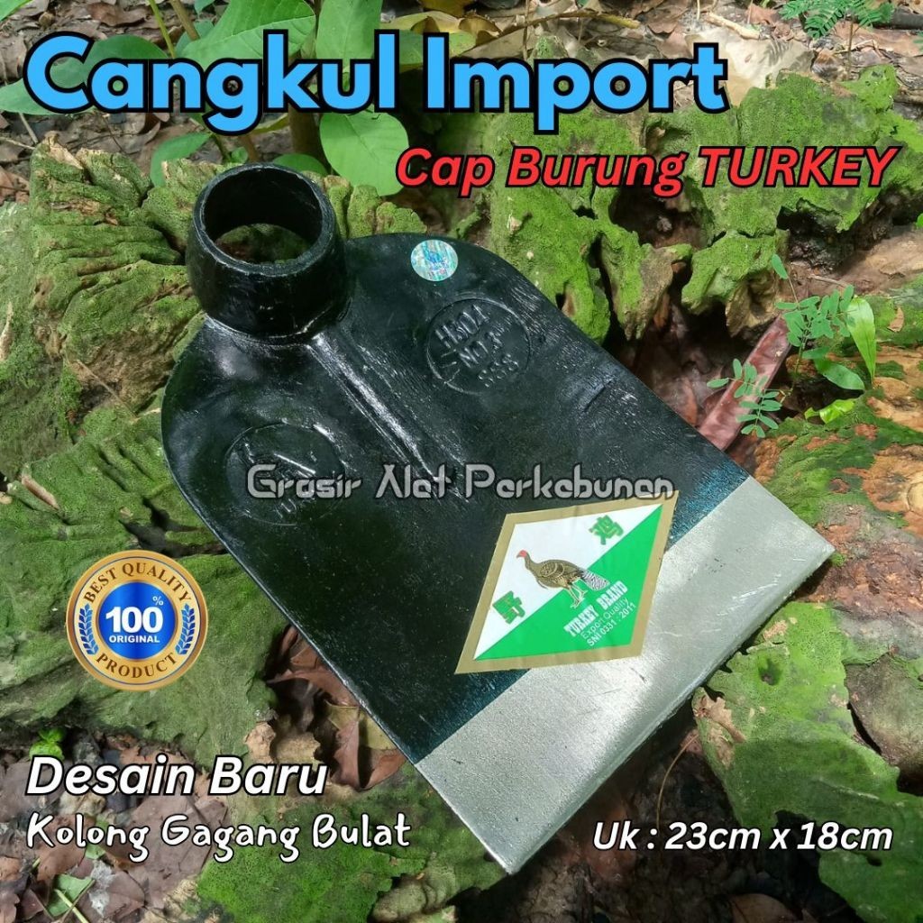Jual Cangkul Baja Asli Super Tajam Cap Ayam Turkey Brand Kepala Bulat ...