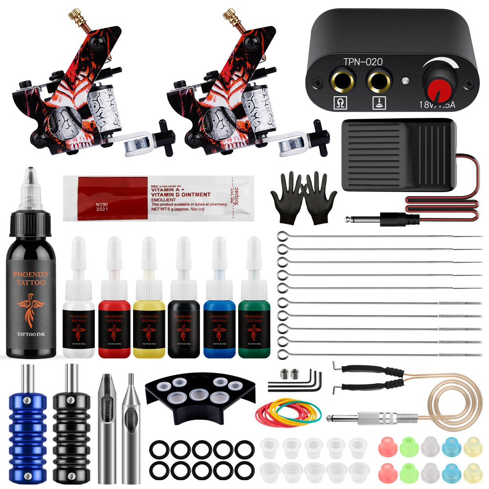 Jual Complete Tattoo Machine Kit Tattoo Gun with Tattoo Power Supply ...