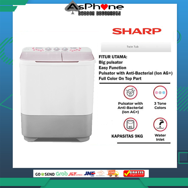 Jual MESIN CUCI SHARP 9KG 2 TABUNG 90MW 9 KG 90 MW EST90MW | Shopee ...