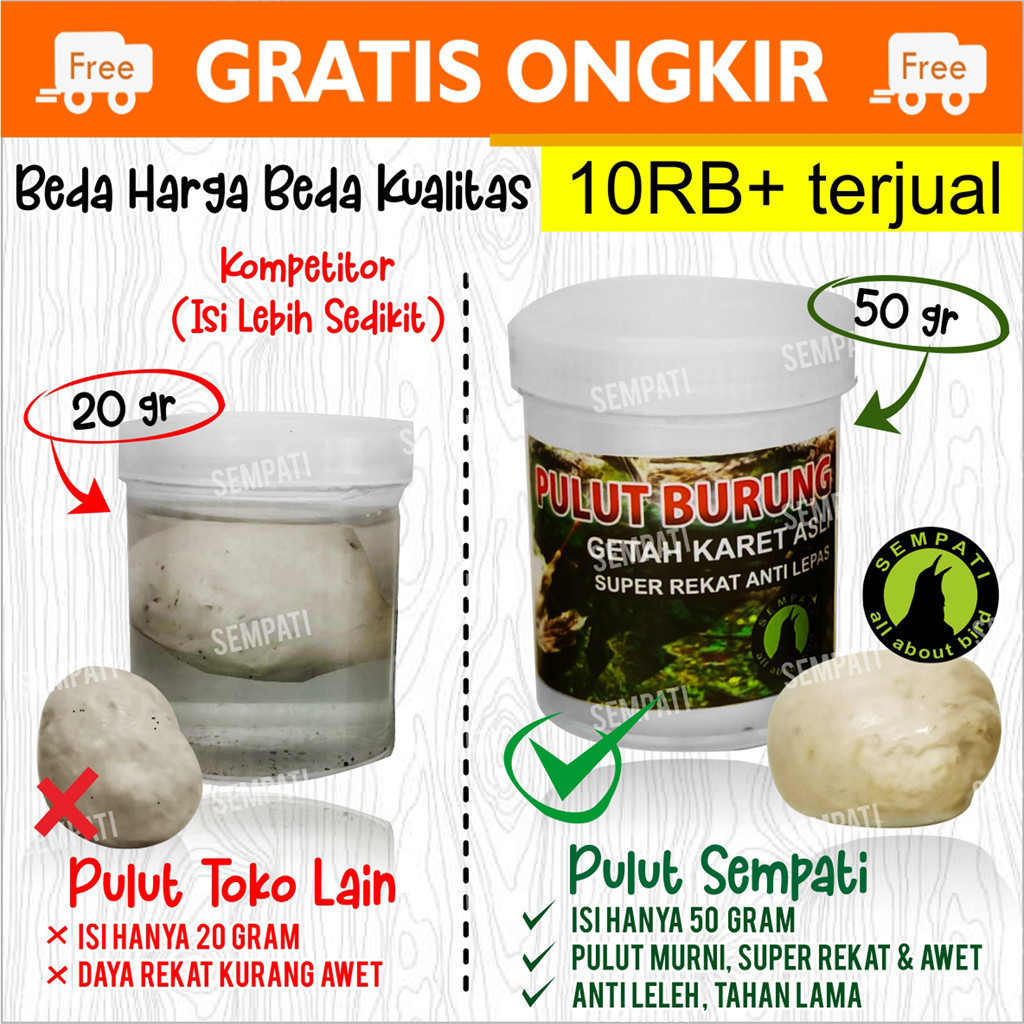 Jual SEMPATI PULUT BURUNG GETAH KARET ASLI 50 GRAM LEM SUPER LENGKET ...