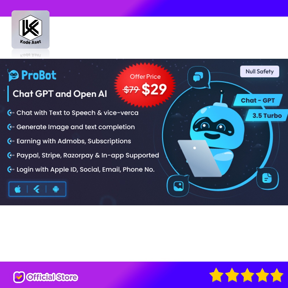 Jual SOURCE CODE APLIKASI PROBOT - CHATGPT | ADMOB | SUBSCRIPTION INAPP ...