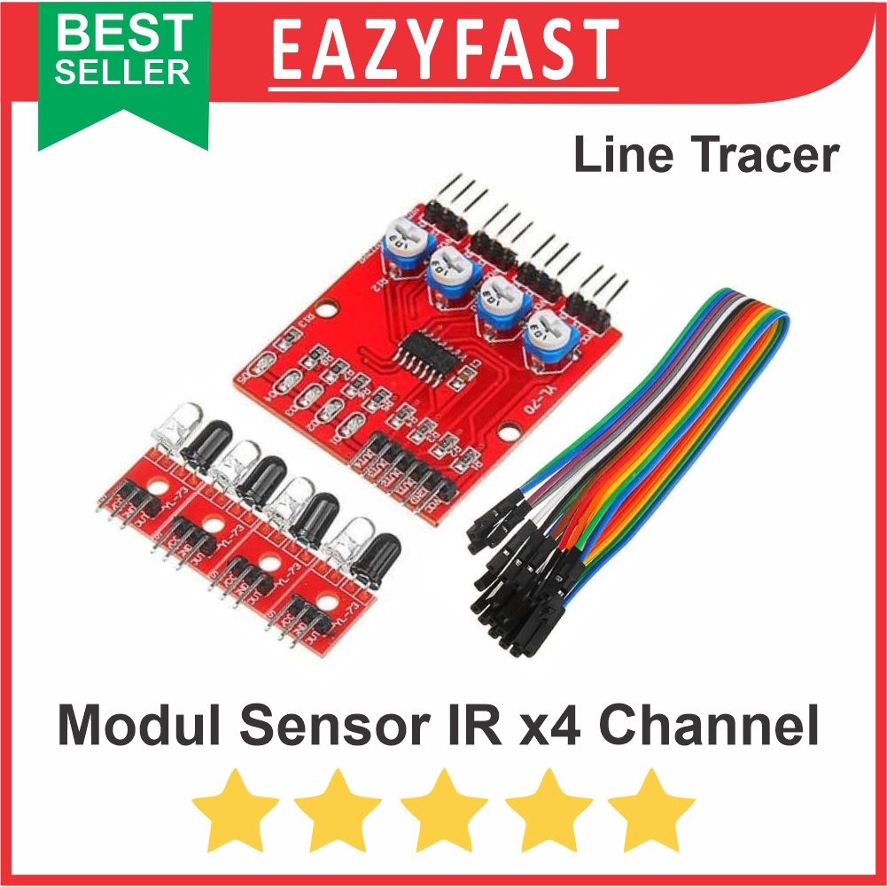 Jual Modul Sensor Robot Line Follower Tracer 4 Channel Infrared Robot ...