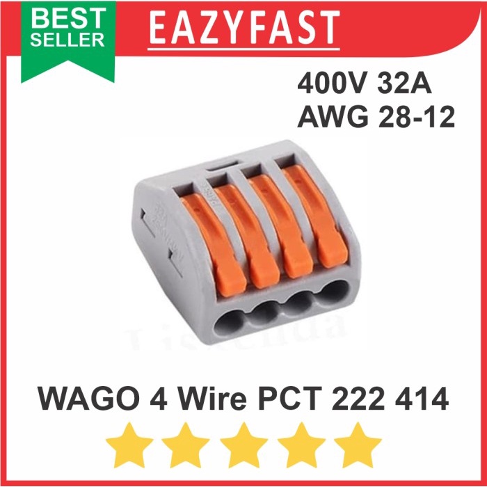 Jual Terminal Block Clamp Wago Konektor 4p 4 Pin Way Wire Kabel PCT 222 ...