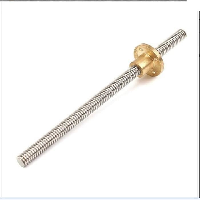 Jual Lead screw T8-2 (10CM/15/20/30/40/50CM) +brass nut Linear Screw ...