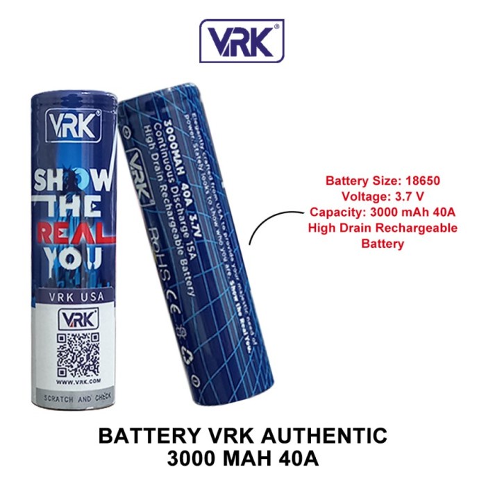 Jual VRK 3000mAh 40A 18650 Battery by VRK USA | Shopee Indonesia