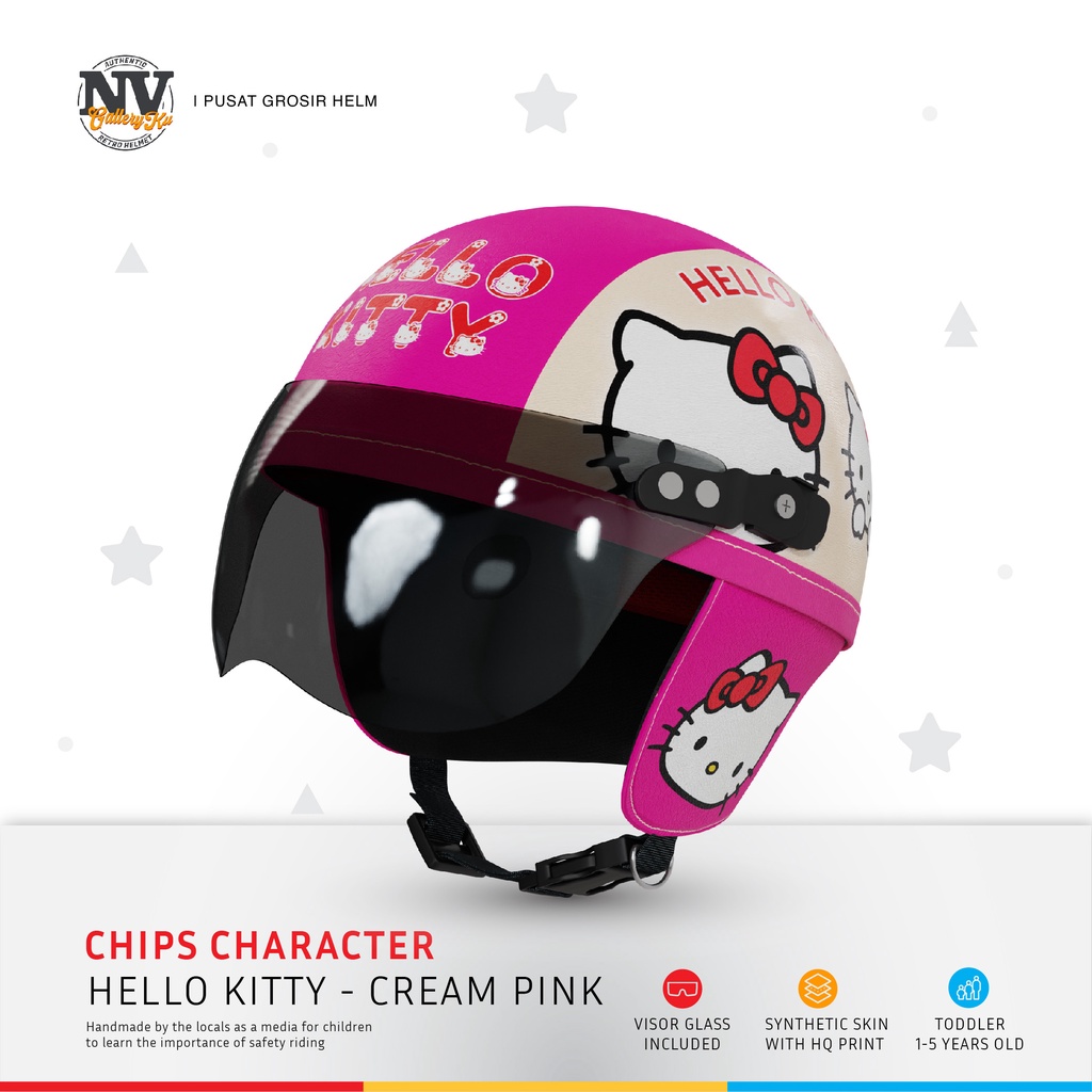 Jual Helm Anak Lucu Chips Retro Motif Hello Kitty Usia 1-5 Tahun Cream ...