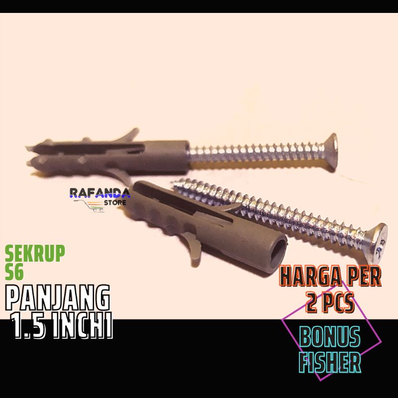 Jual Sekrup bonus fiser isi 2pcs 1,5 inchi (37mm) + Fisher S6 kepala ...