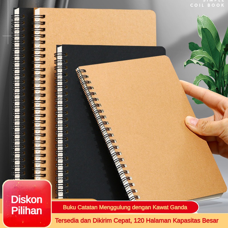 Jual A5/B5 buku catatan kulit spiral, cocok untuk pelajar dan kantor ...